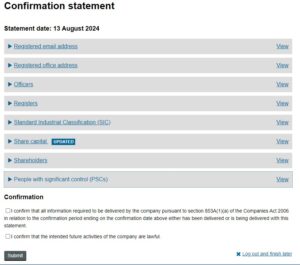 How to file a confirmation statement with Companies House