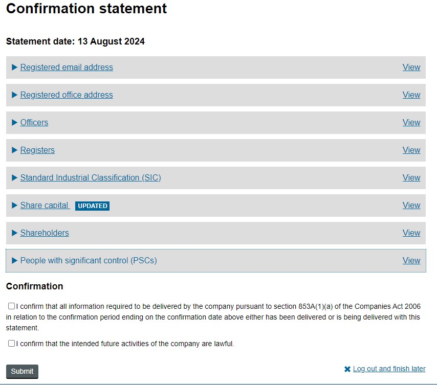 How to file a confirmation statement with Companies House